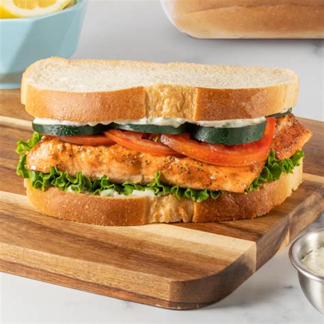 Grilled Salmon Sandwich With Herb Mayo Goldminer Bakery