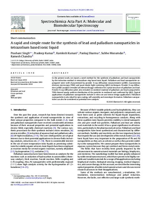 Pdf Synthesis Of Lead And Palladium Nanoparticles
