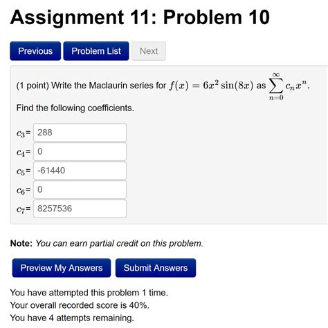 Solved Assignment 11 Problem 10 Previous Problem List Next
