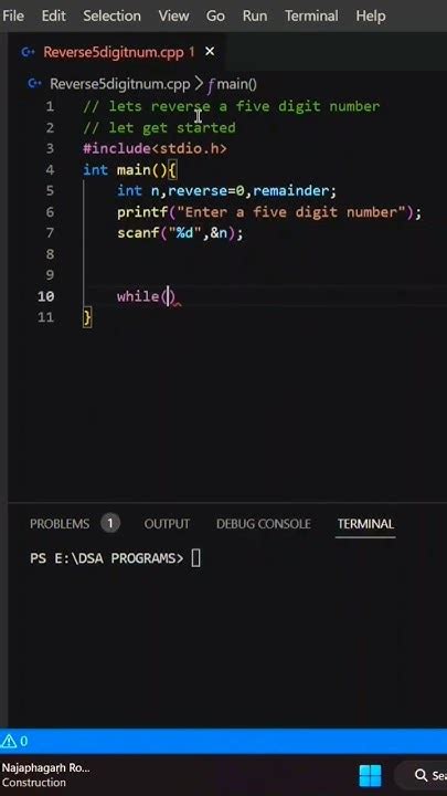 C Program To Reverse A Five Digit Number Code Programming Program C