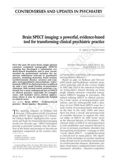 PDF Brain SPECT Imaging In Clinical Practice