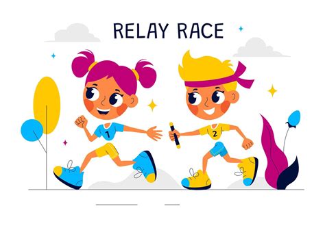 Sports Championship Relay Race Illustration With Baton Passing On A