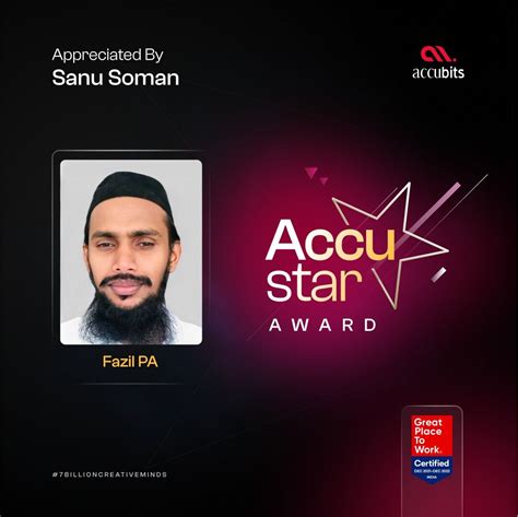 Fazil P A On Linkedin Accustar Recognitionawards