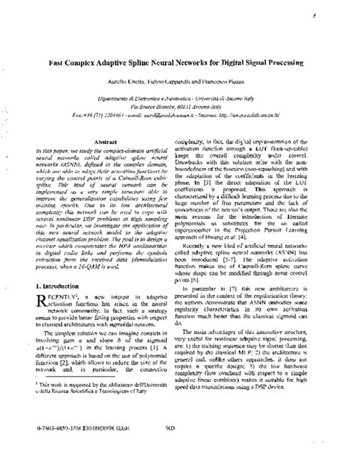 Pdf Adaptive Spline Neural Networks For Dsp