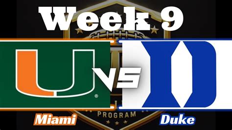 Miami vs Duke - Week 9 - YouTube