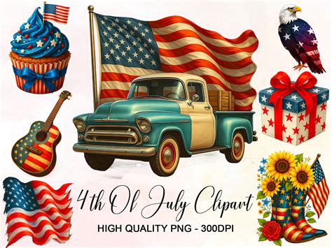 Vintage 4th Of July Clipart Bundle Graphic By Degitalxdesign · Creative