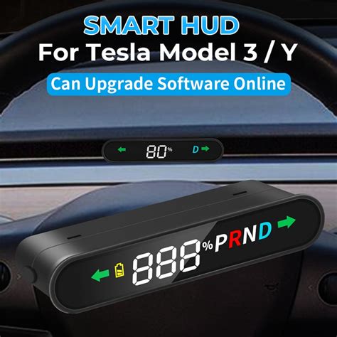 테슬라 모델 3 Y용 히든 스마트 Hud 헤드업 디스플레이 대시보드 속도 기어 위치 터닝 라이트 배터리 무료 소프트웨어