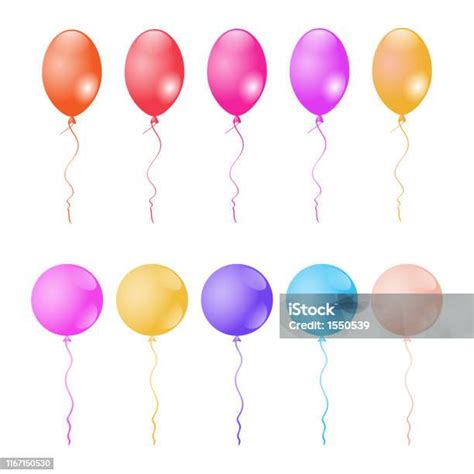 흰색 배경에 고립 된 다채로운 풍선 세트입니다 벡터 일러스트레이션 개체 그룹에 대한 스톡 벡터 아트 및 기타 이미지 개체