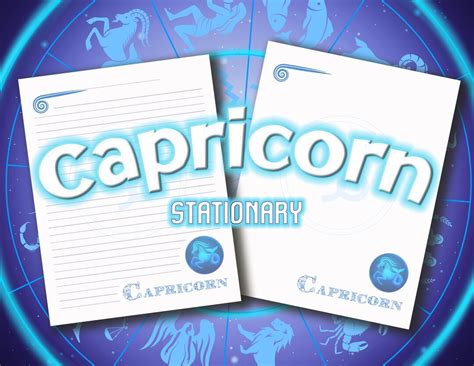 Capricorn Astrology Stationary Printable Zodiac Signs Custom Stationery
