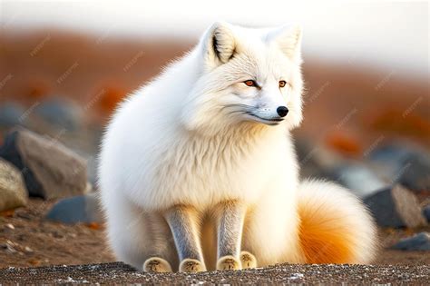 Premium Photo Large Fluffy Arctic Fox With Beautiful Orange Tail