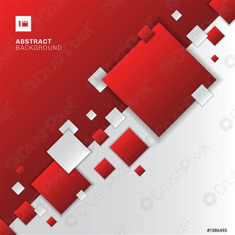 Abstract Red And White Gradient Diagonal Separate Geometric Squares Overlapping Stock Vector