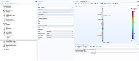 measuring displacement between nodes eigenmode analysis