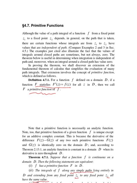 primitive functions and path independence of integrals pdf function mathematics integral