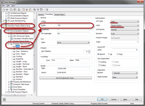 solved entering a suffix to automatic area property set definitions