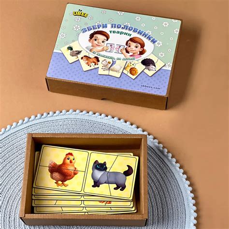 Деревяний пазл рамка вкладка Половинки Тварини Оптом від Віробника — Купити Гуртом в