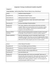 Assignment 1 PICO Answer Matrix Set 1 Group 2 Docx Assignment Forming A Good Research