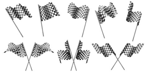 체크 무늬 플래그 완료 플래그 경주 스포츠 우승자 축하 및 트로피 리본 현실적인 3d 벡터 세트 프리미엄 벡터