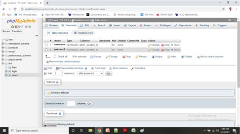 Web Design Creating Table In Xampp Php Mysql Database