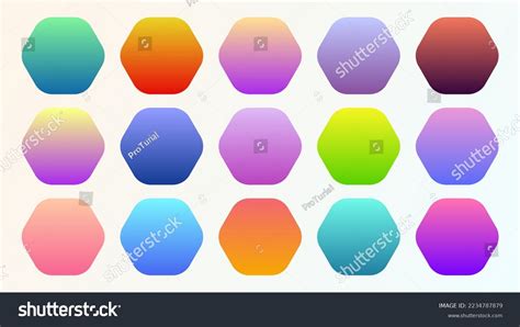 Hexagonal Linear Gradient Palette Swatches Set Stock Vector Royalty