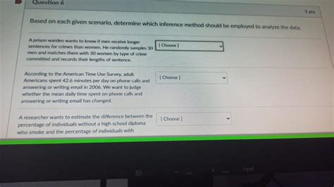 Solved Question Pts Based On Each Given Scenario Chegg Com