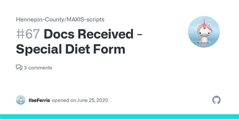 Docs Received Special Diet Form · Issue 67 · Hennepin Countymaxis