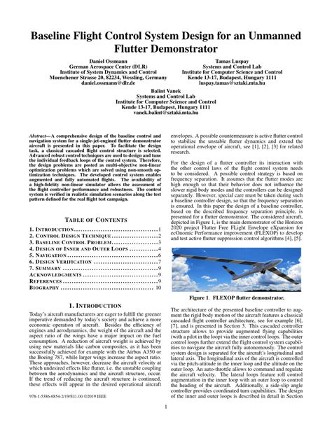 Pdf Baseline Flight Control System Design For An Unmanned Flutter Demonstrator