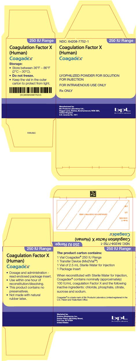 Coagadex Bio Products Laboratory Limited Fda Package Insert