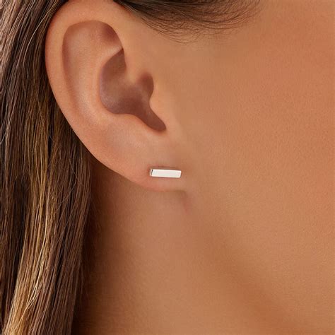 Bar Stud Earrings In Sterling Silver