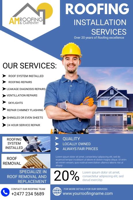 Roofing Installation Service Flyer Template Postermywall
