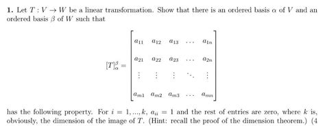 Solved Let T V Rightarrow W Be A Linear Transformation Chegg Com