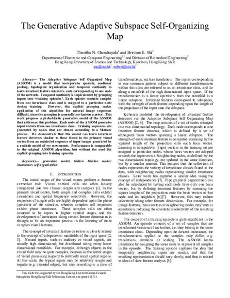 Pdf The Generative Adaptive Subspace Self Organizing Map