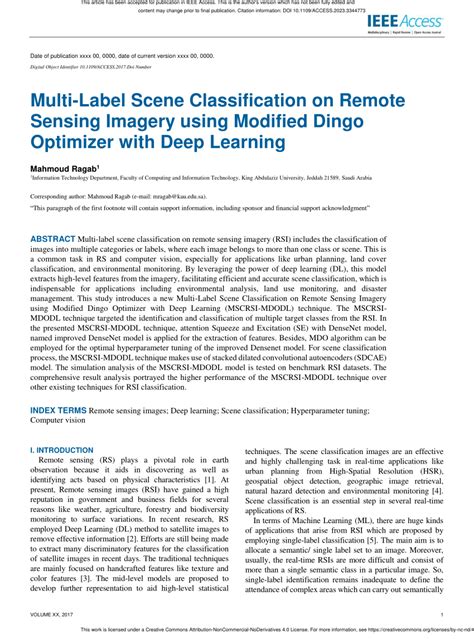 Pdf Multi Label Scene Classification On Remote Sensing Imagery Using Modified Dingo Optimizer