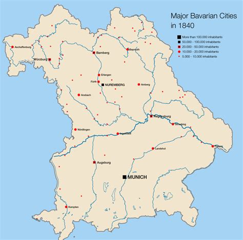 Map Major Bavarian Cities In 1840 [oc] [2000 X 2000] Infographic Tv