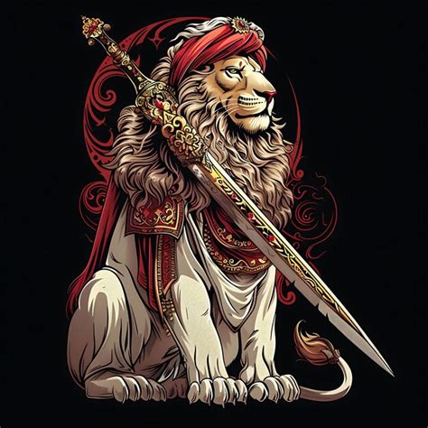 A Lion With A Sword And A Sword On It Premium Ai Generated Image