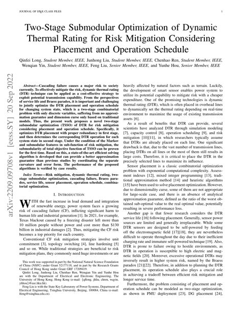 Pdf Two Stage Submodular Optimization Of Dynamic Thermal Rating For Risk Mitigation