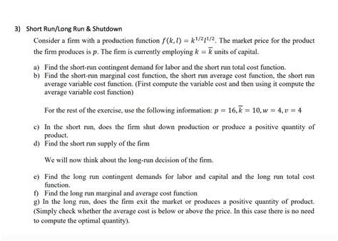 Solved 3 Short Runlong Run And Shutdown Consider A Firm With