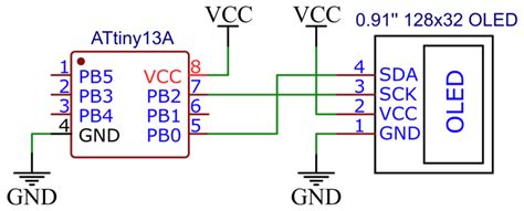 Tinyoleddemo I²c Oled On An Attiny10 Attiny13a Or Attiny202 Electronics Lab
