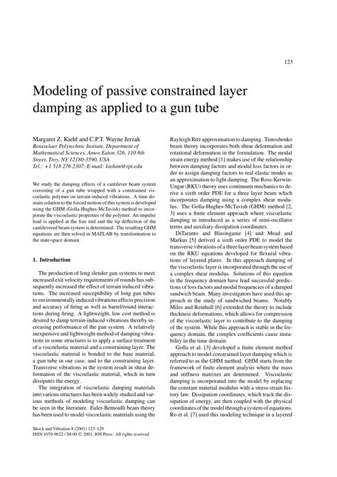 Pdf Modeling Of Passive Constrained Layer Damping As Applied To A Gun Tube