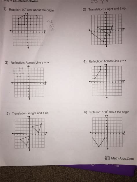 Solved Rotation 90degree Ccw About The Origin Translation