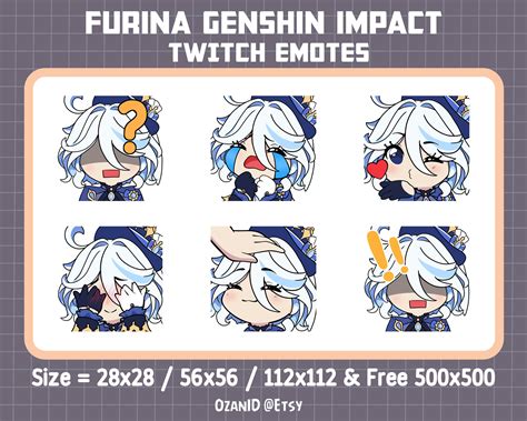 Genshin Impact Furina Focalors Emote Pack Cute Chibi Genshin Impact
