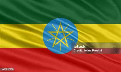 에티오피아 국기 디자인 새틴 또는 실크 천으로 만든 에티오피아 국기를 흔든다 벡터 그림입니다 5월에 대한 스톡 벡터 아트 및 기타 이미지 Istock