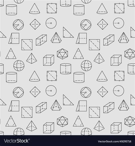 Geometry Simple Seamless Pattern In Outline Style Vector Image
