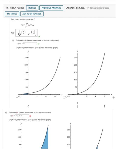 Solved Find The Accumulation Function F Fy∫−1y7ex2dx
