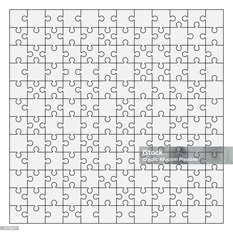 Vector Illustration Of Empty 12x12 Shapes Jigsaw Puzzle Grid Template