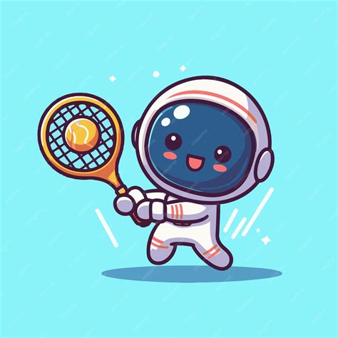 Premium Vector Cute Astronaut Playing Racket Cartoon Vector Icon