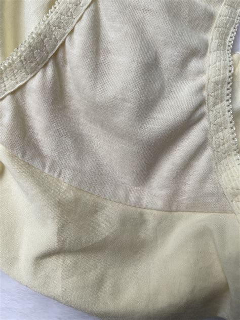 Silky Nylon Yellow Panty Vintage Shiny Lace Bikini Si… Gem