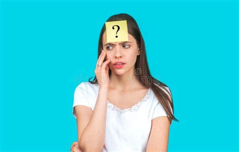 Question Woman Attractive Beautiful Beauty Blue Puzzled Young Woman