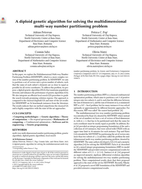 A Diploid Genetic Algorithm For Solving The Multidimensional Multi Way
