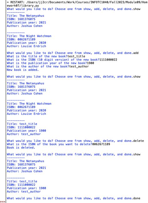 Solved Note That The Isbn Is Stored As A String Because Some