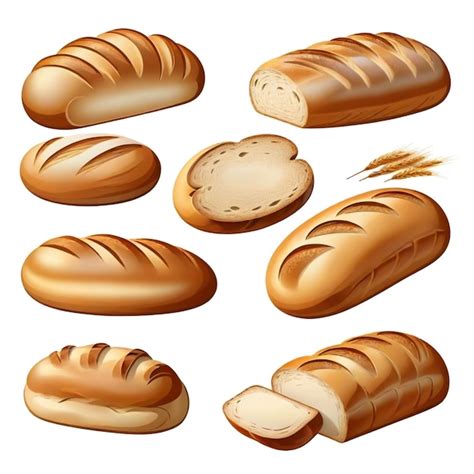 Premium Vector Traditional Bread Vector Set White Background Isolated